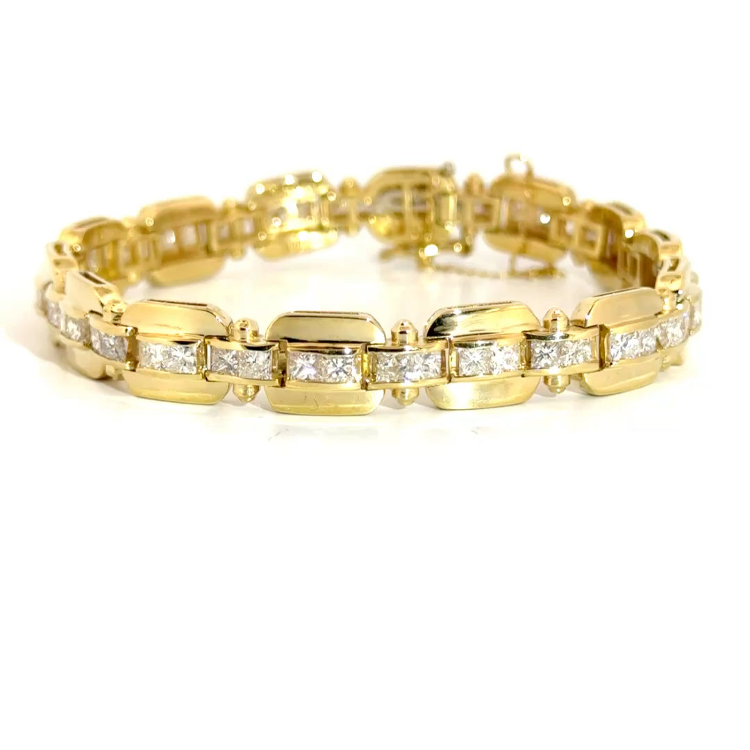 4.35cttw. Natural Channel Set Princess Cut Diamonds in 14K Yellow Gold ...